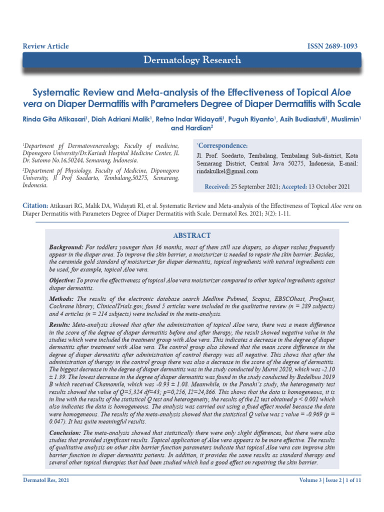 Dermatology Research | PDF | Systematic Review | Dermatitis
