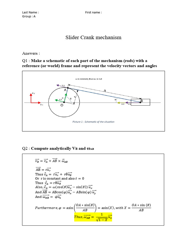 Slider Crank Mechanism Mathlab | PDF | Mechanics | Physics Slider Crank Mechanism Mathlab | PDF | Mechanics | Physics