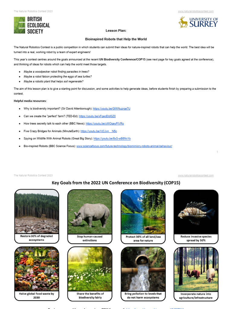 Natural Robotics Contest 2023 Guide | PDF | Brainstorming | Ecology