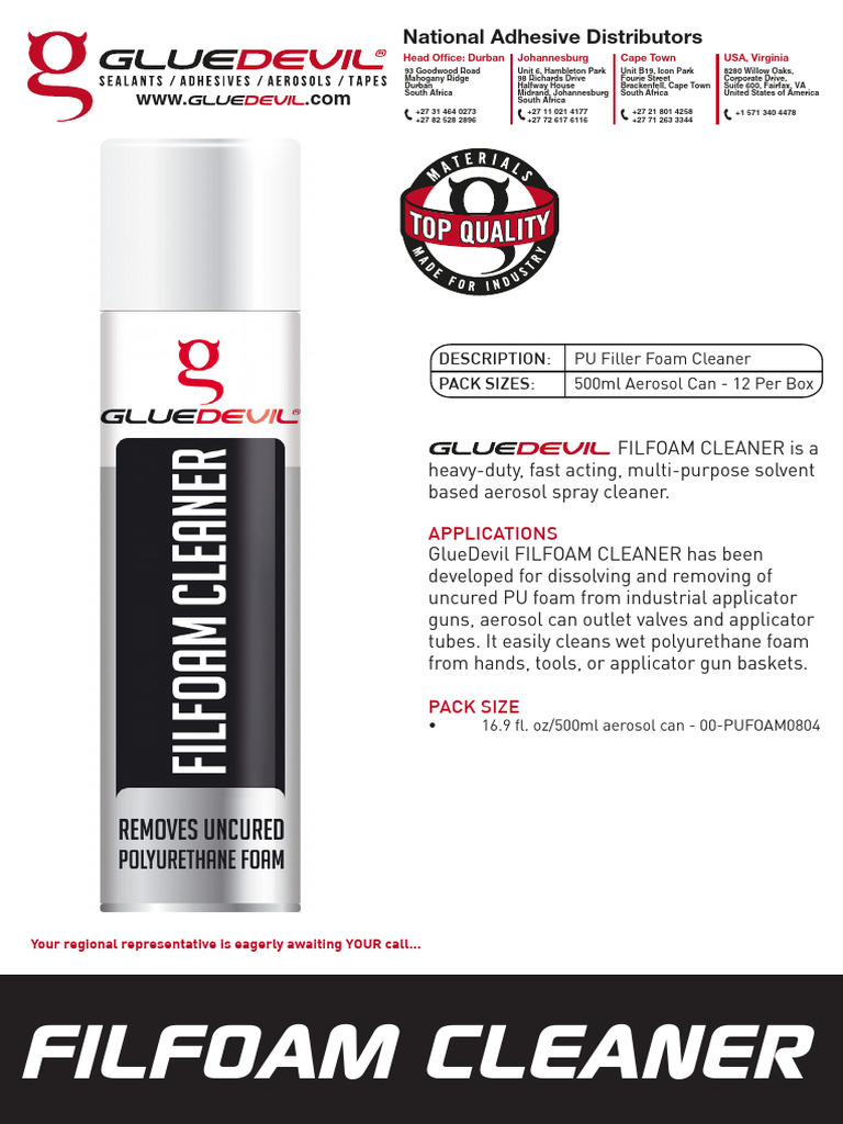 GlueDevil PU Filfoam Cleaner | PDF | Soft Matter | Materials