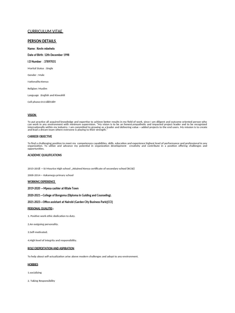 Curriculum Vita | PDF | Career & Growth