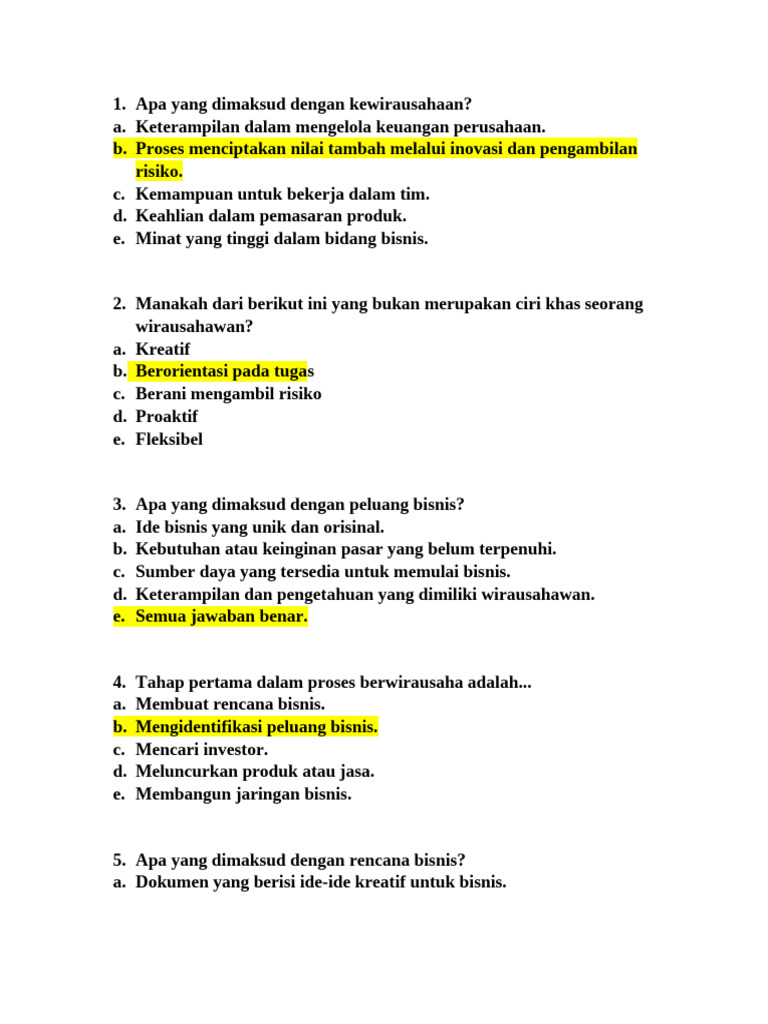 (JWB) Soal Penilaian Tengah Semester PKWU Kelas 11 2024 | PDF | Karier & Perkembangan