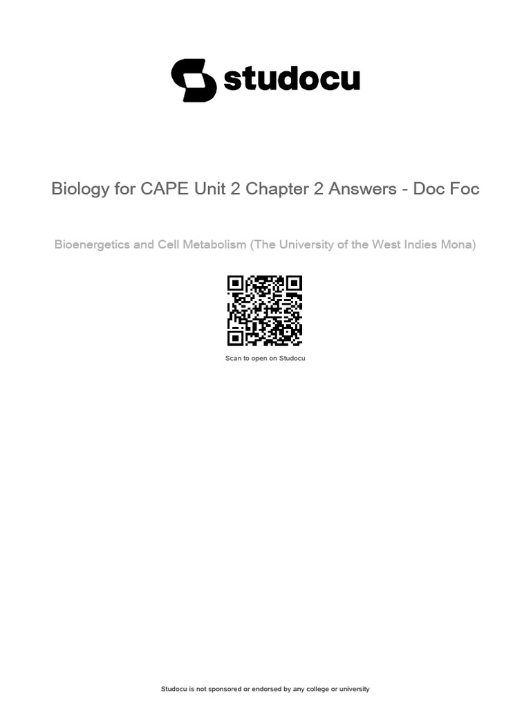 Biology For Cape Unit 2 Chapter 2 Answers Doc Foc | PDF | Adenosine Triphosphate | Glycolysis