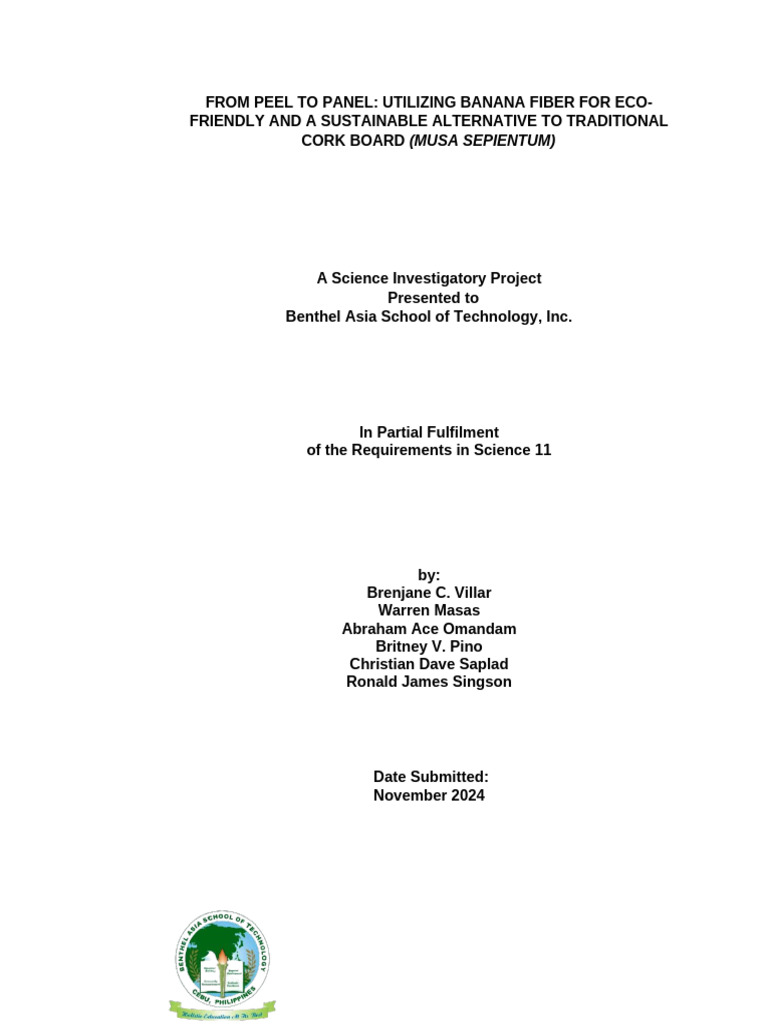 Group 1 Banana Cork Board-Chapter-1-3 | PDF | Composite Material | Fibers