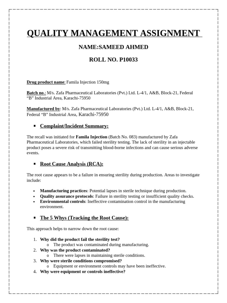 Quality Management Assignment-1 | PDF | Science & Mathematics