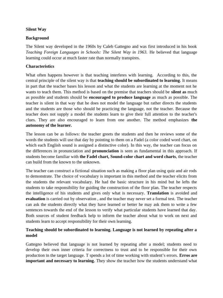 Silent Way | PDF | Learning | Cognition