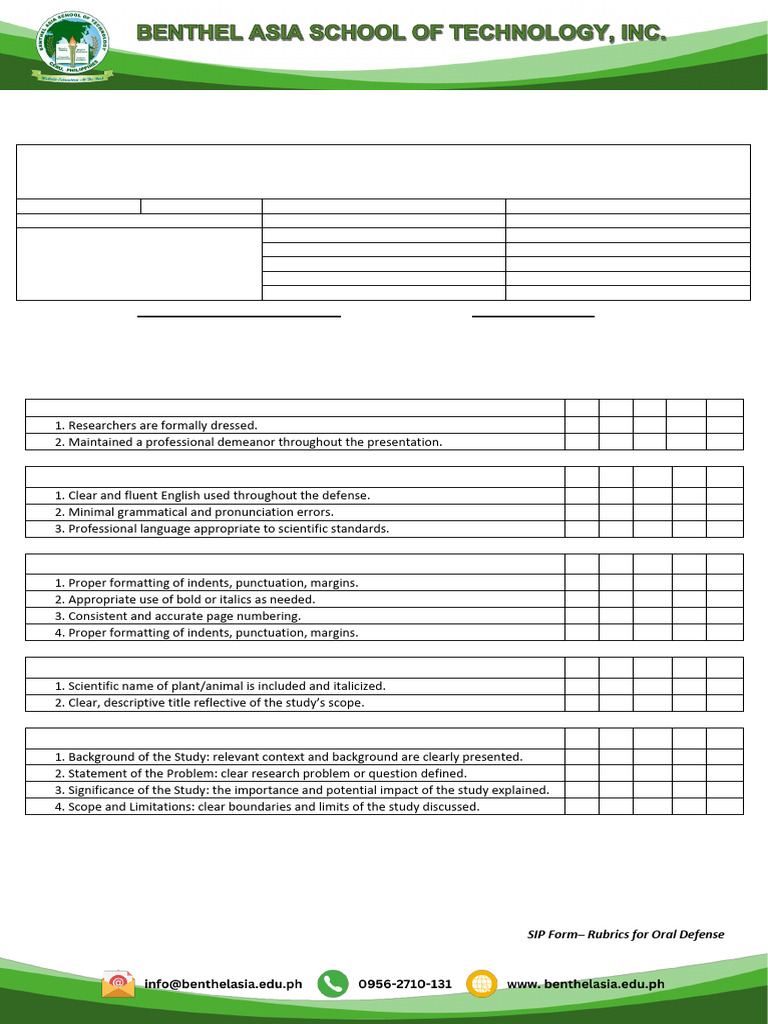 RESEARCH-RUBRICS-FOR-TITLE-DEFENSE | PDF | Methodology | Hypothesis
