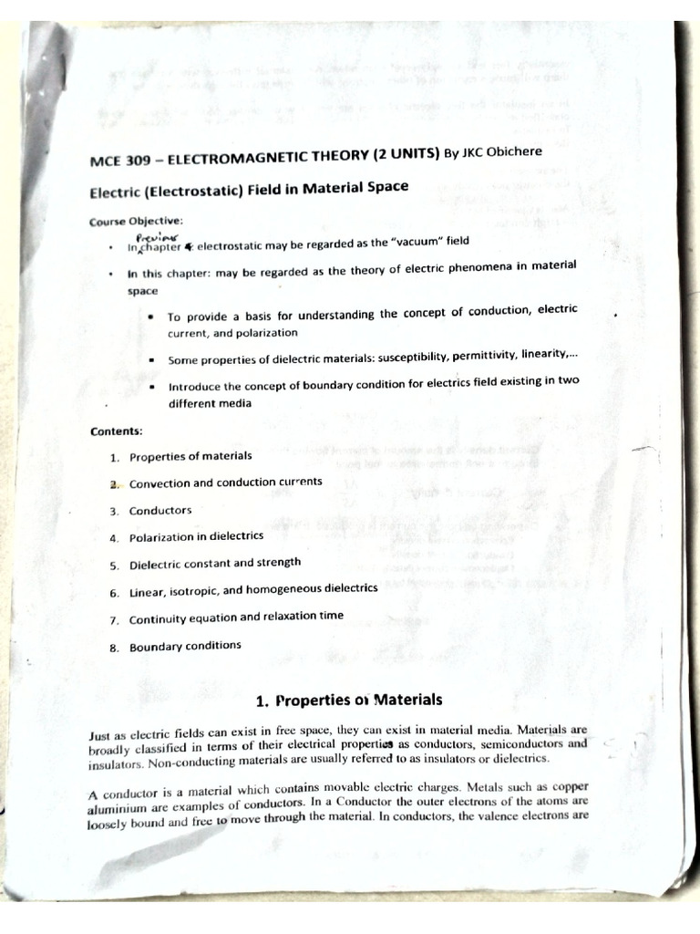 ELECTROMAGNETIC THEORY Dr. Obichere | PDF