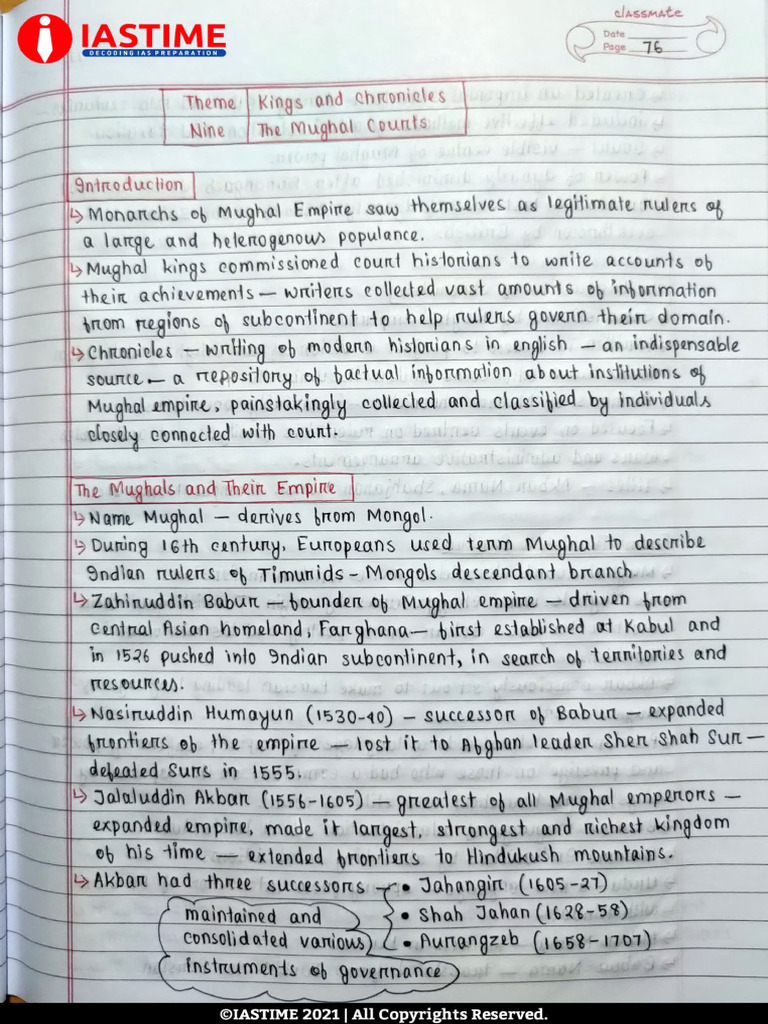 NCERT History Class 12 Part-2 (Chapter-9) by ©IASTIME | PDF | Mughal Empire