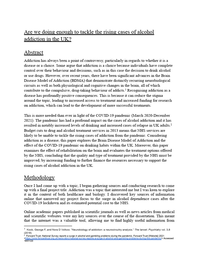 WJEC Example EPQ Dissertation | PDF | Reward System | Alcoholism