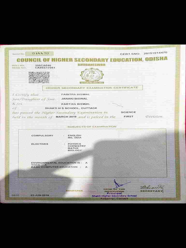 Pabitra Intermediate Certificate | PDF