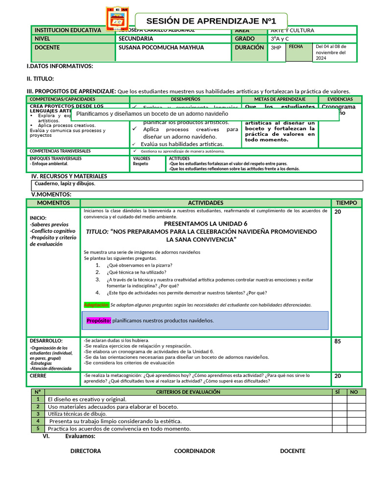 Sesion N°1 | PDF | Aprendizaje | Evaluación