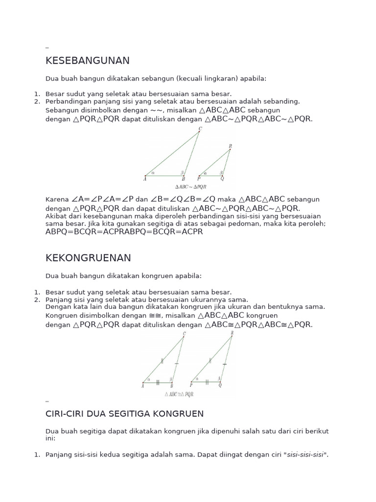 Materi MTK Kelas 9 Kesebangunan | PDF | Sains & Matematika