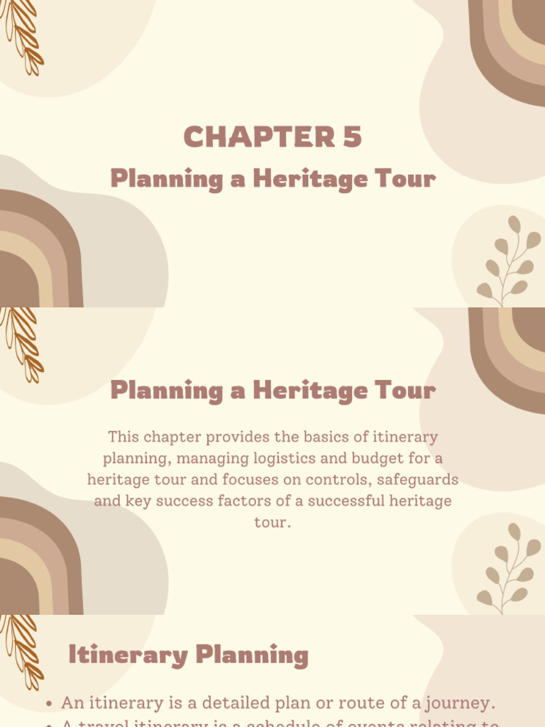 Chapter 5 Planning A Heritage Tour | PDF