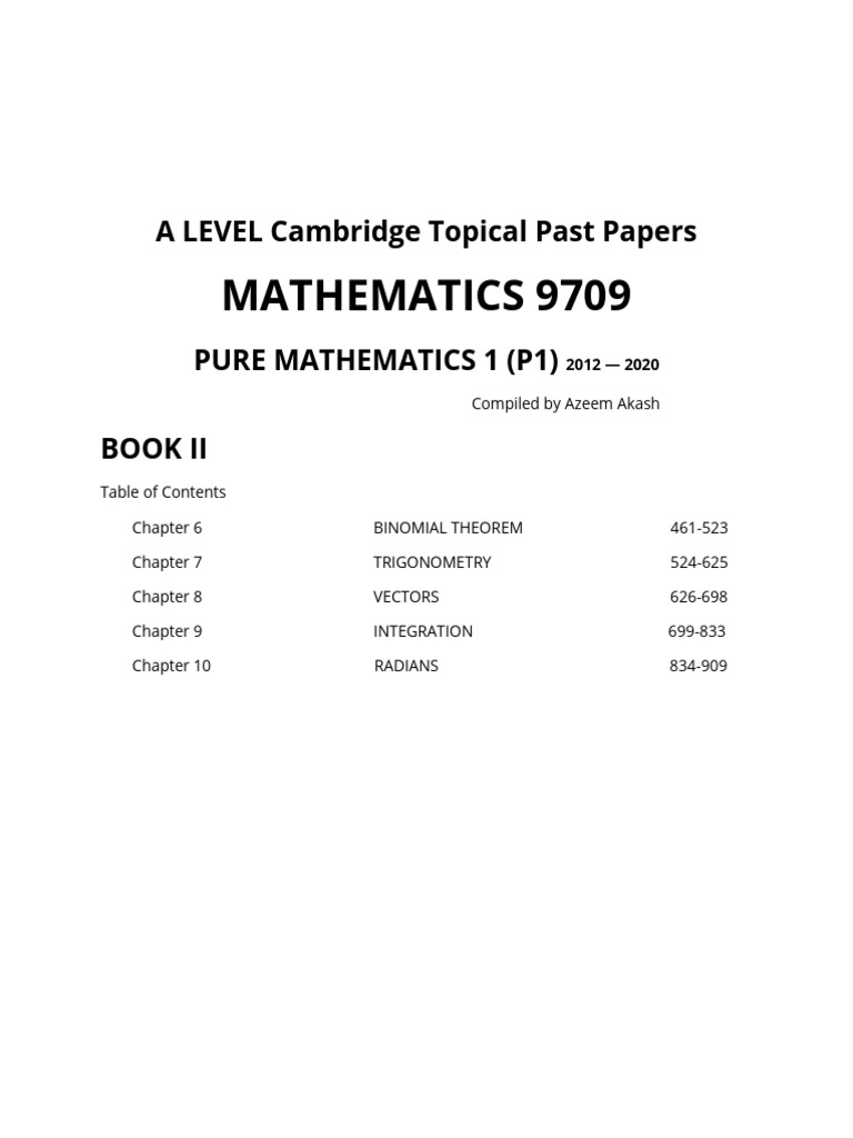 Book 2 Pure Mathematics 9709 P1 | PDF | Mathematics | Geometry