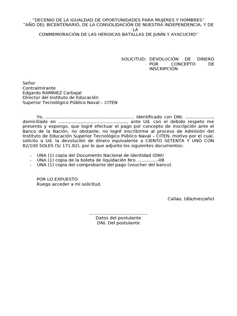 Solicitud Devolucion de Pagos | PDF | Derecho