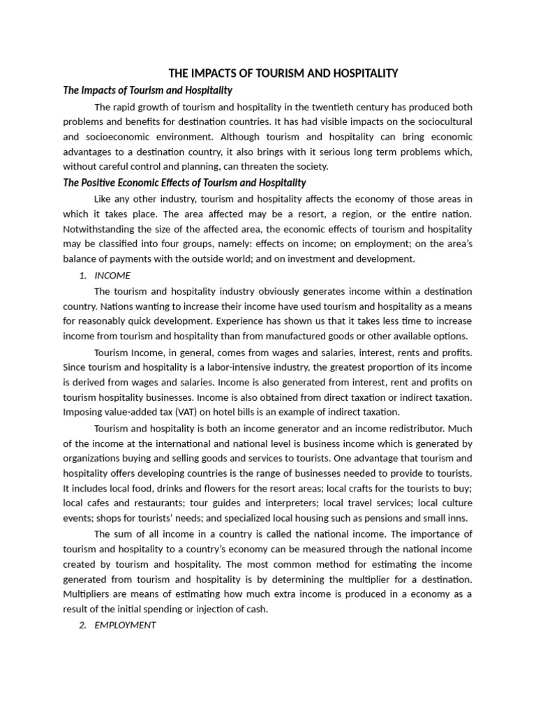 Economic Effects of Tourism | PDF | Tourism | Taxes