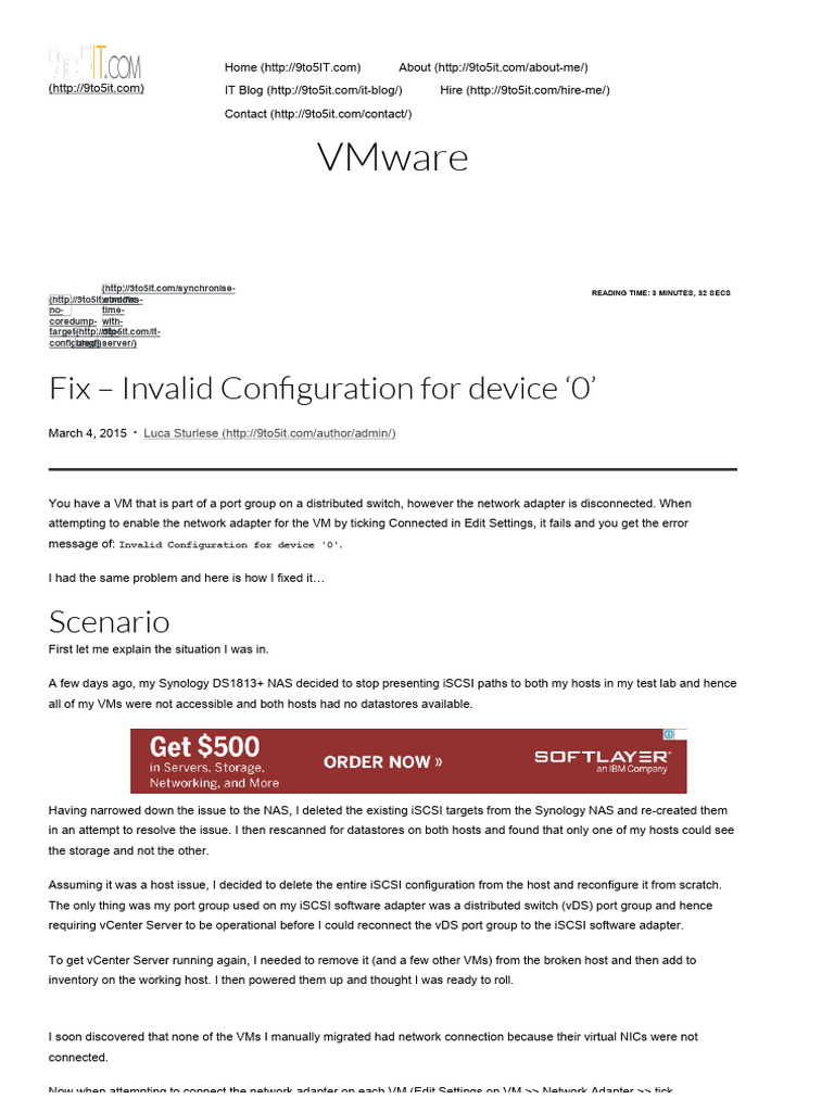 Fix Invalid Configuration For Device 0 9to5it Pdf Virtual Machine Computing