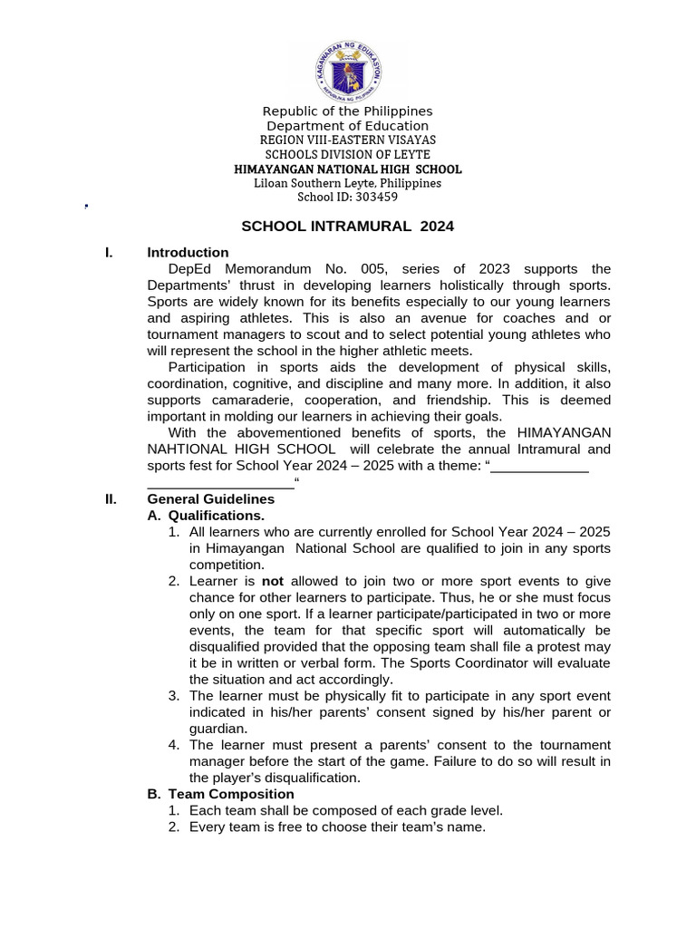 Proposal Intrams (1) - 1 | PDF | Sports