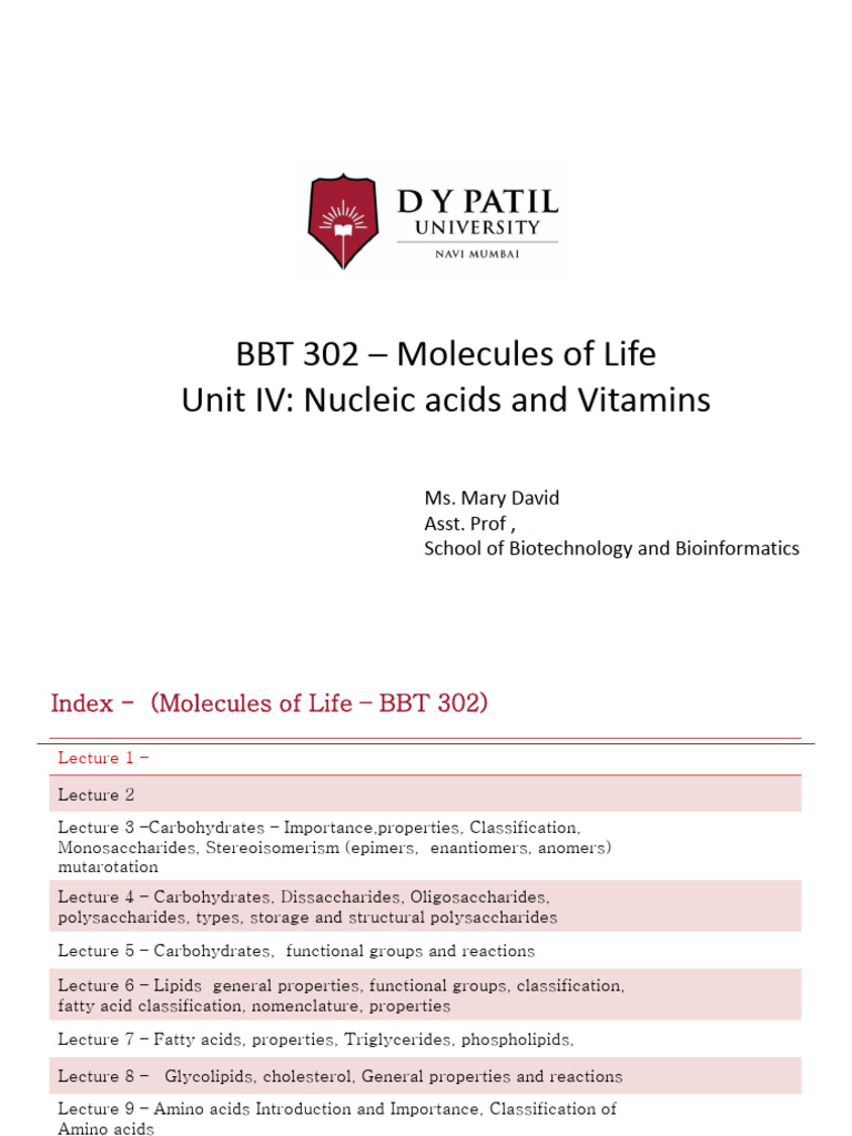 Lecture 16 BBT 302 (1) | PDF | Nucleotides | Nucleic Acids