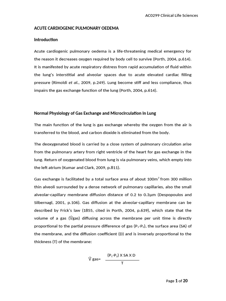 Acute Cardiogenic Pulmonary Edema 2010 | PDF | Lung | Breathing