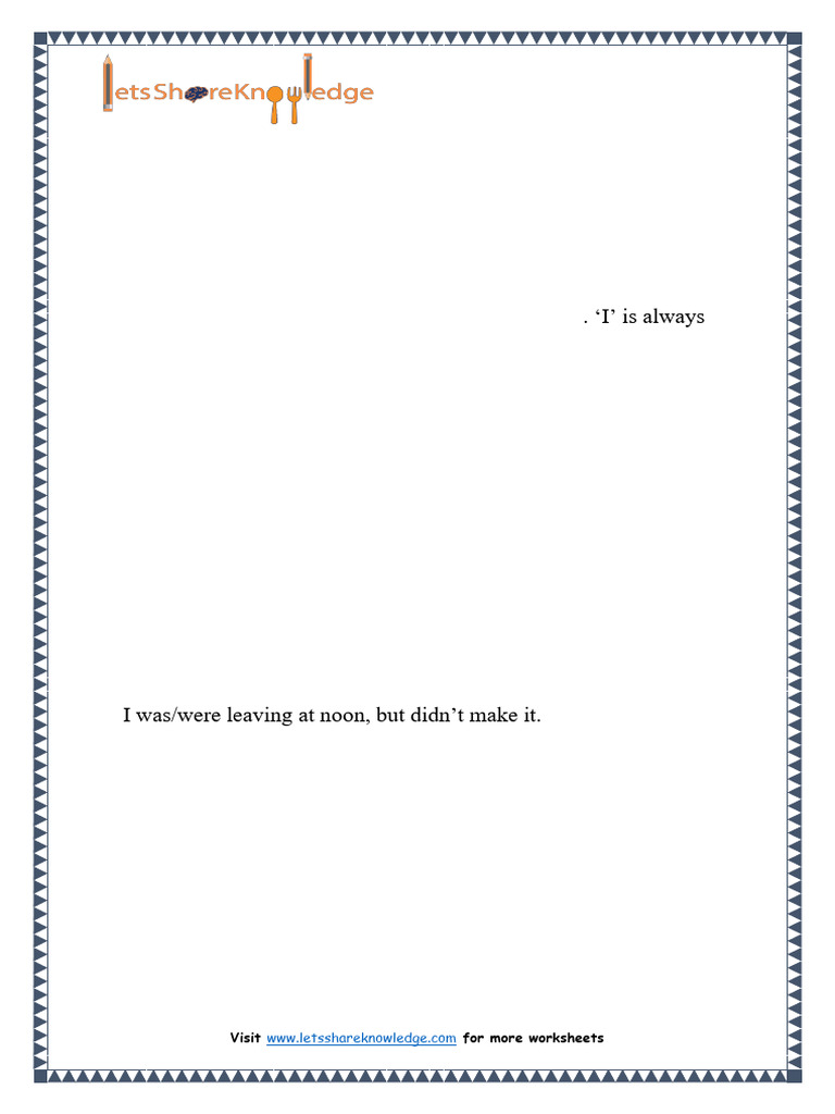 Using Was and Were: Class 1 Worksheet | PDF