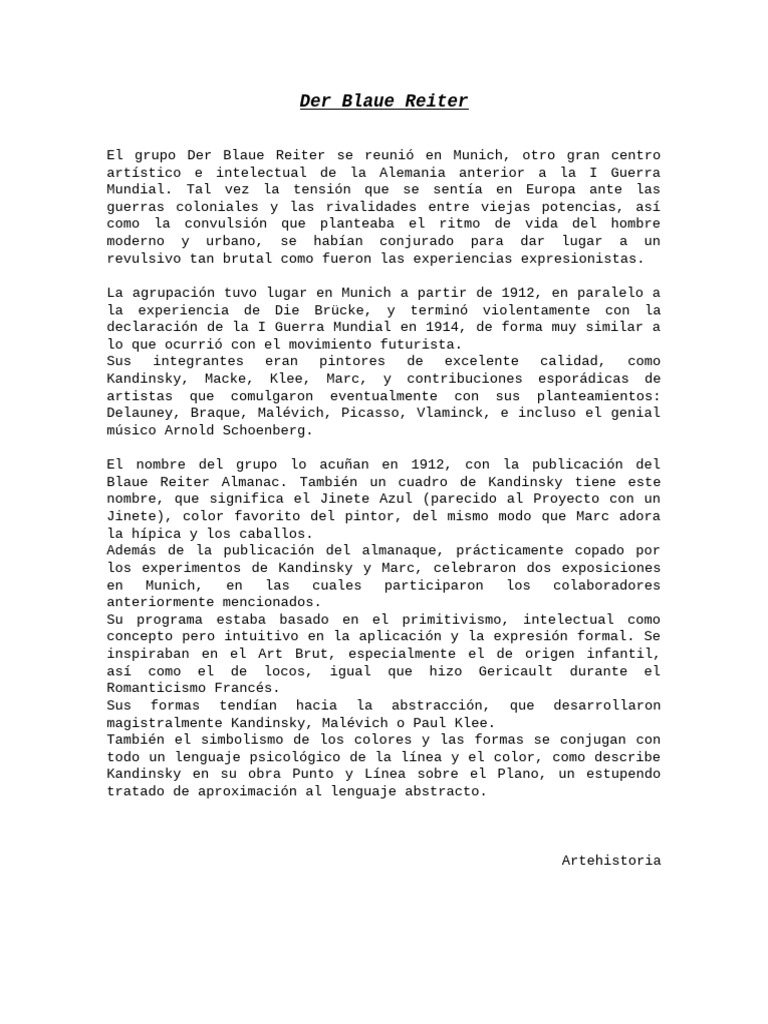 Der Blaue Reiter: Arte y Abstracción | PDF