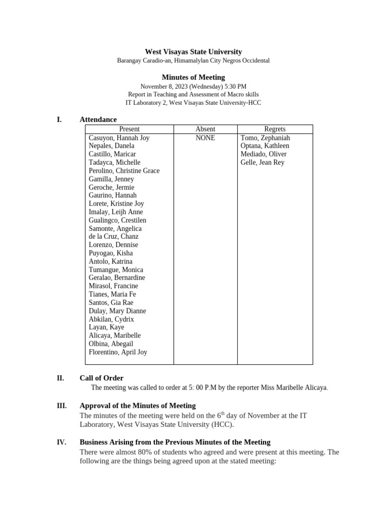 Minutes of meeting | PDF | Education Theory | Behavior Modification