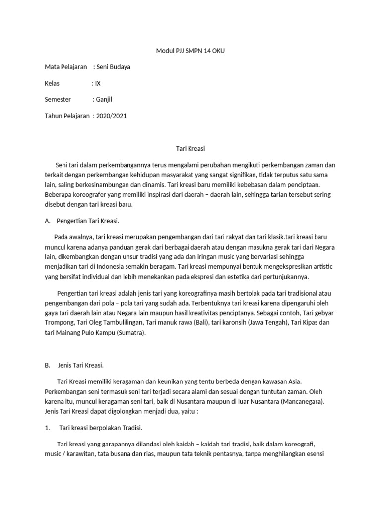 Modul SBK 9 Tari Kreasi | PDF