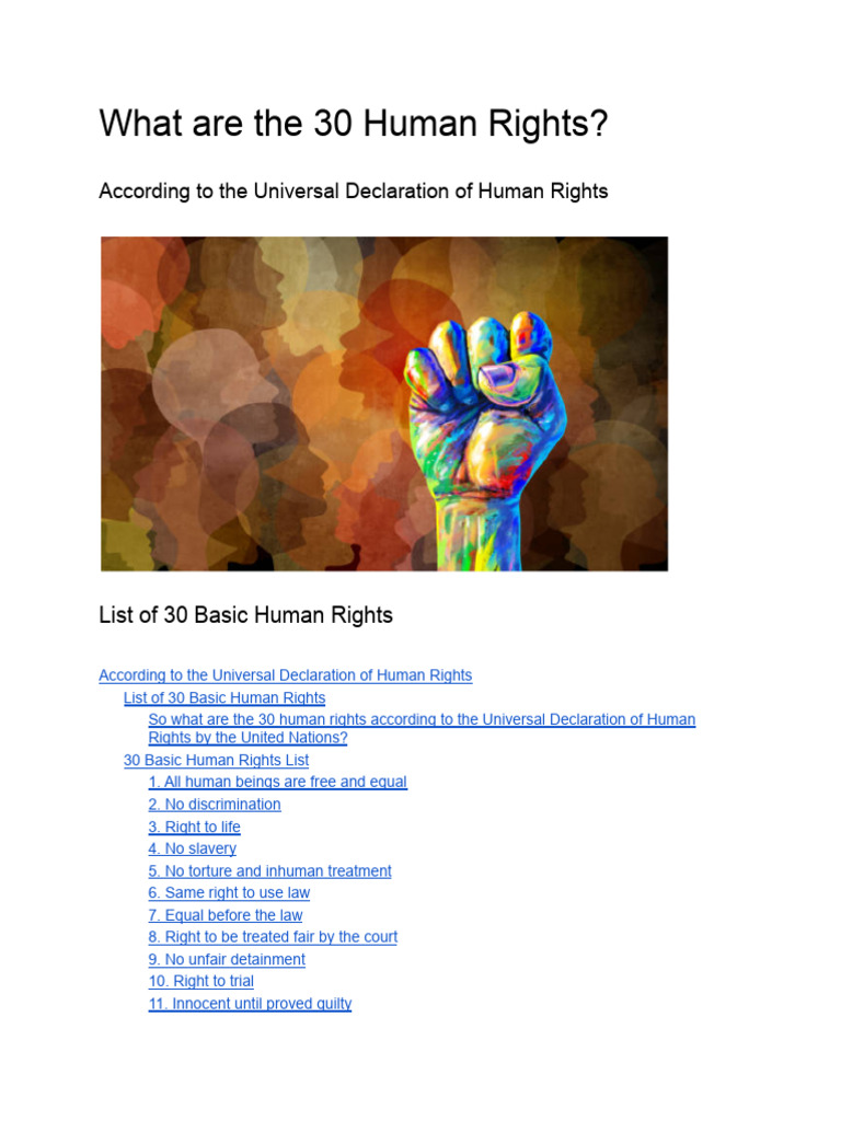What Are The 30 Human Rights | PDF | Human Rights | Applied Ethics