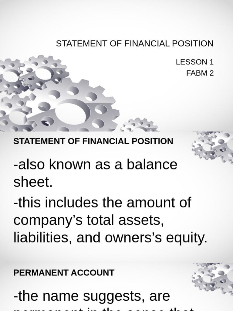 Lesson 1 Fabm2 Statement of Financial Position 2024 | PDF | Business ...