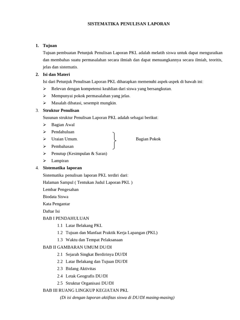Sistematika Penulisan Laporan | PDF | Karier & Perkembangan