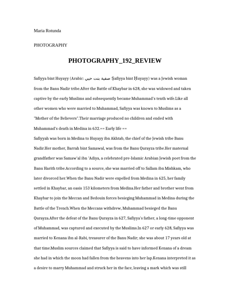 Photography 192 Review | PDF | Banu Hashim | Life Of Muhammad