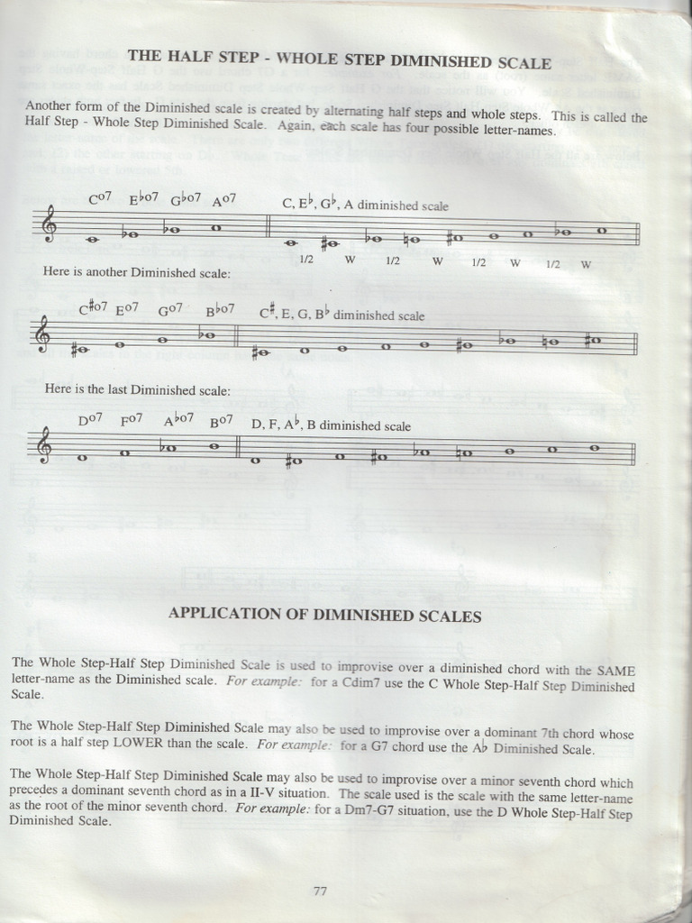 The Half Step - Whole Step Diminish Scale 1 | PDF
