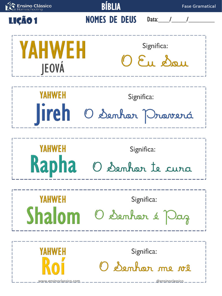 Nomes de Deus e Seus Significados | PDF | YHWH | Nomes de Deus no judaísmo