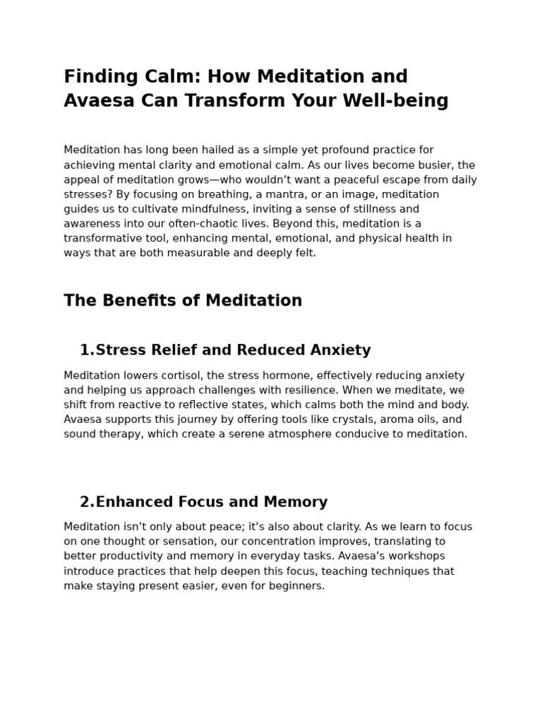 Avaesa: Elevate Your Meditation Experience | PDF | Meditation ...