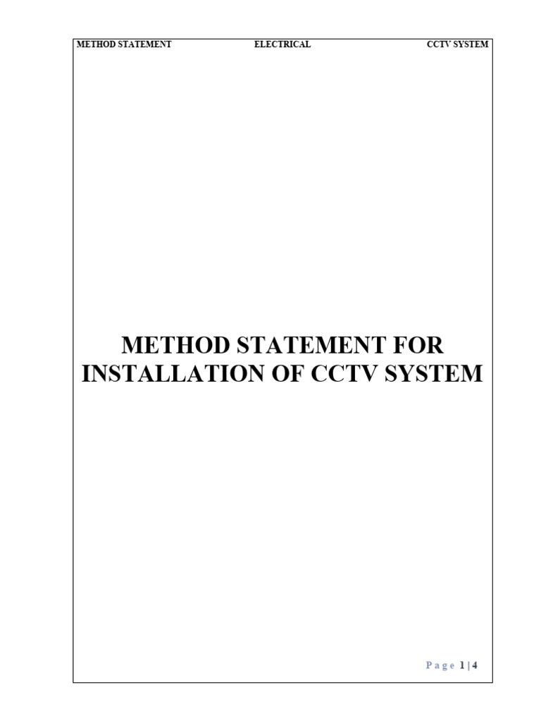 Method of Statement CCTV | PDF | Closed Circuit Television ...