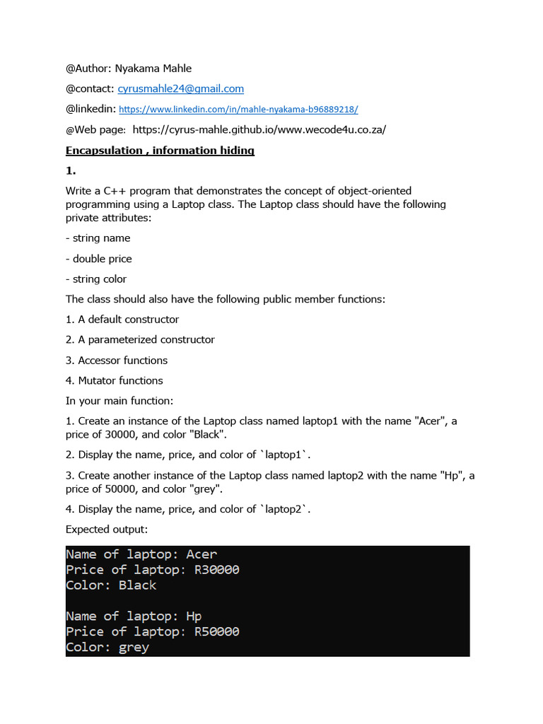 Encapsulation Abstraction And Information Pdf Object Computer