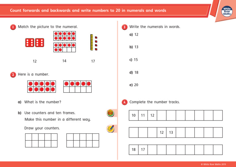 Counting to 20: Numerals and Words | PDF