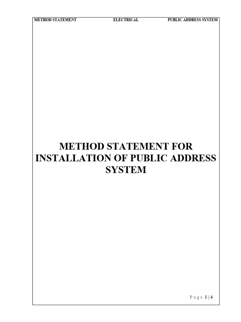 Method of Statement PA System | PDF | Electrical Engineering | Equipment