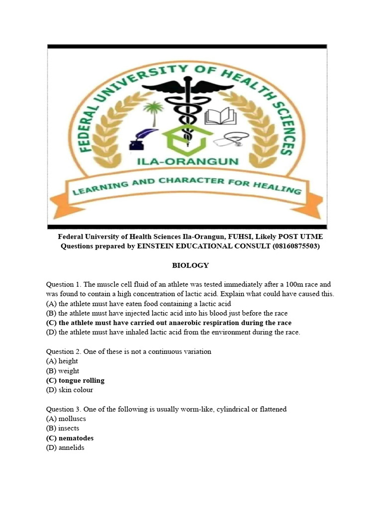 Federal University of Health Sciences Ila Orangun, FUHSI, Likely | PDF ...