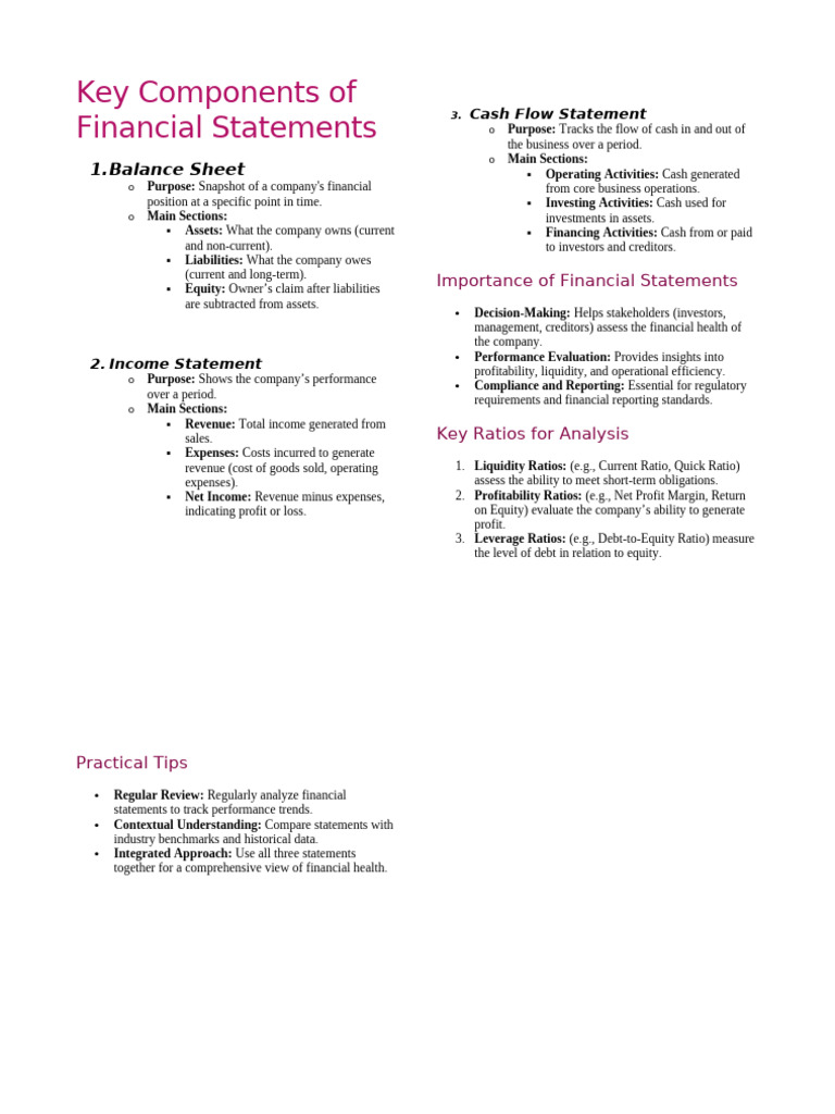 Key Components of Financial Statements | PDF | Financial Statement ...