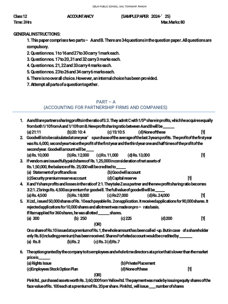 Xii Accountancy Sample Paper Set - 2 | PDF | Balance Sheet | Financial Accounting