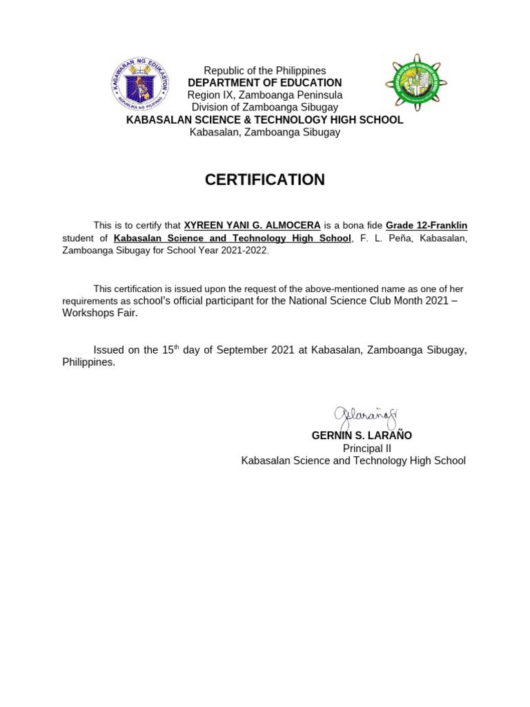 Certificate of Enrolment | PDF