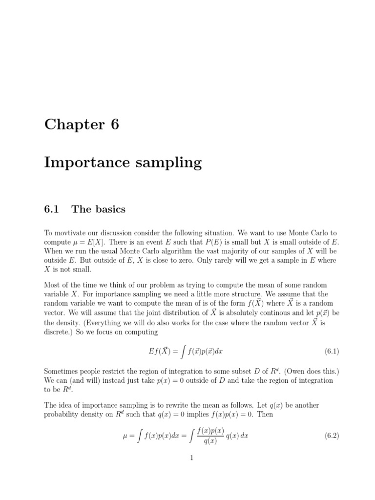 Importance Sampling | PDF | Probability Distribution | Variance