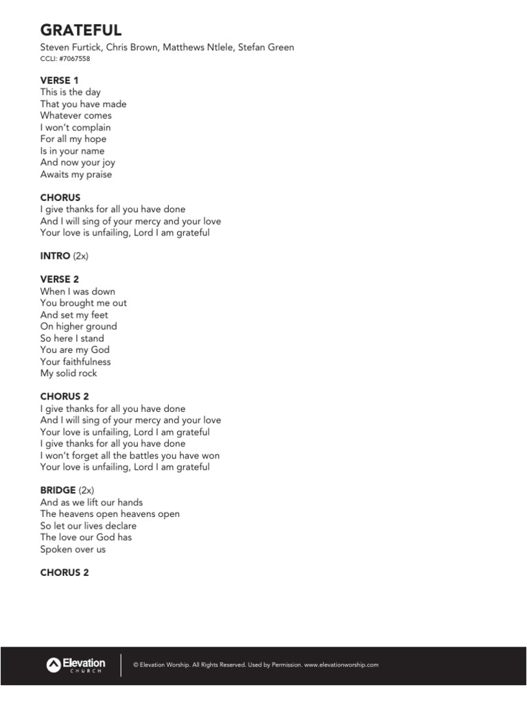 Grateful Lyrics | PDF
