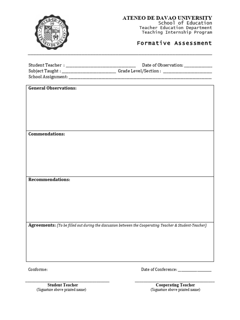 2023 Formative Assess Form | PDF