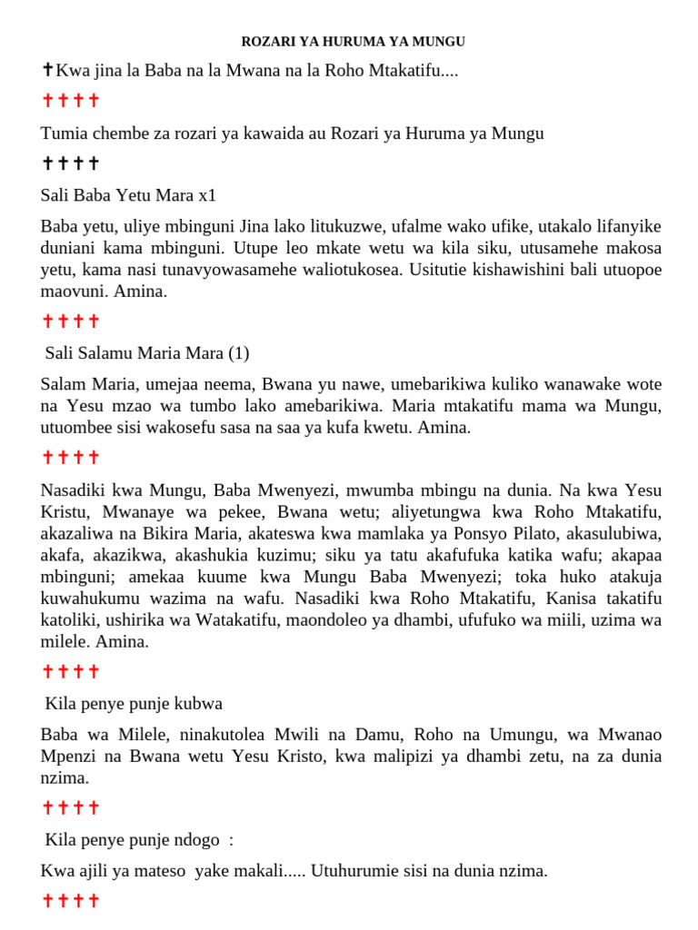 Rozari Ya Huruma Ya Mungu | PDF