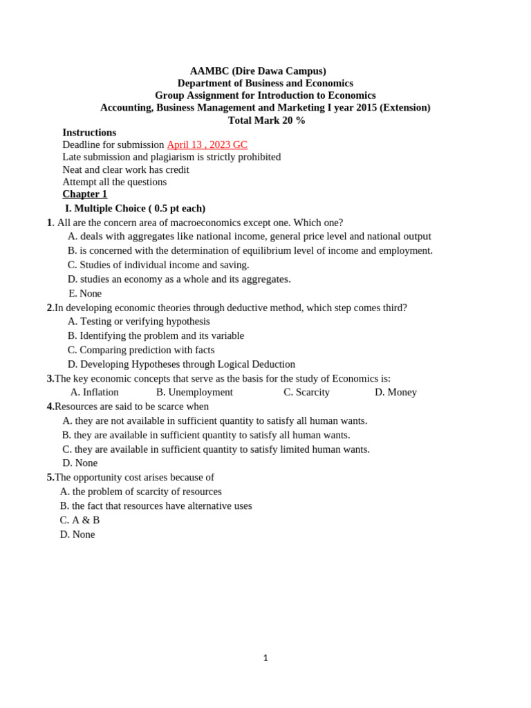 Econ 1011 Group Assignment | PDF | Demand | Economics