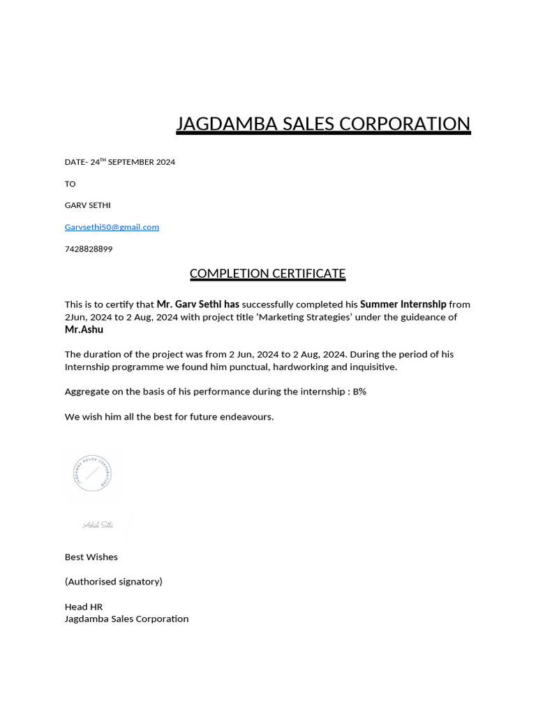 Letter Head Certi | PDF | Business